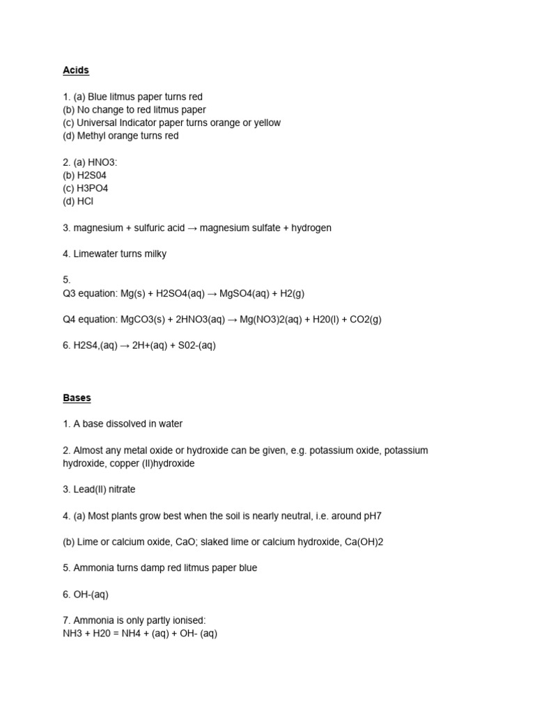 MCQ on Acids, Bases, and Salts | PDF