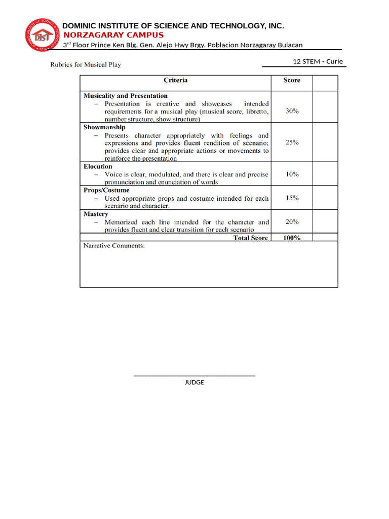 Musical Play Criteria | PDF