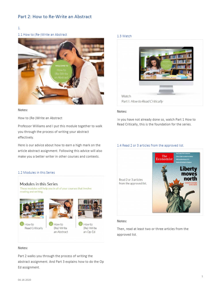 How To ReWrite An Abstract Storyboard Appendix G | PDF | Abstract ...