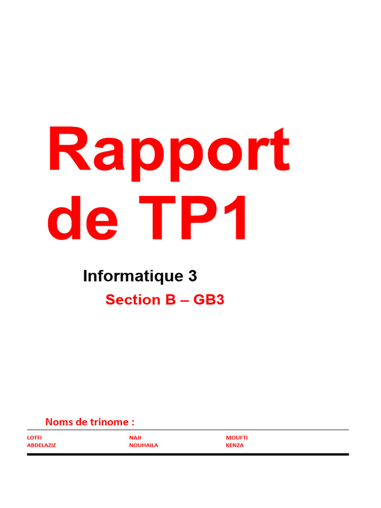 Rapport de TP1 Info | PDF