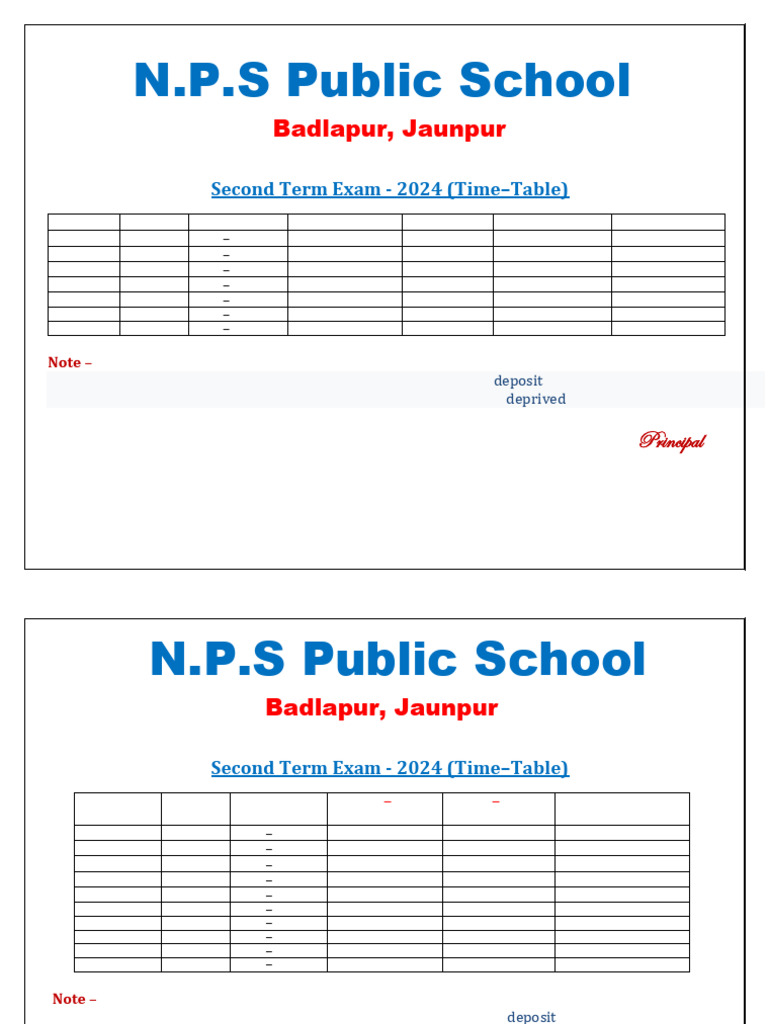 II Term Exam 2024-2025 Time Table | PDF | Qualifications