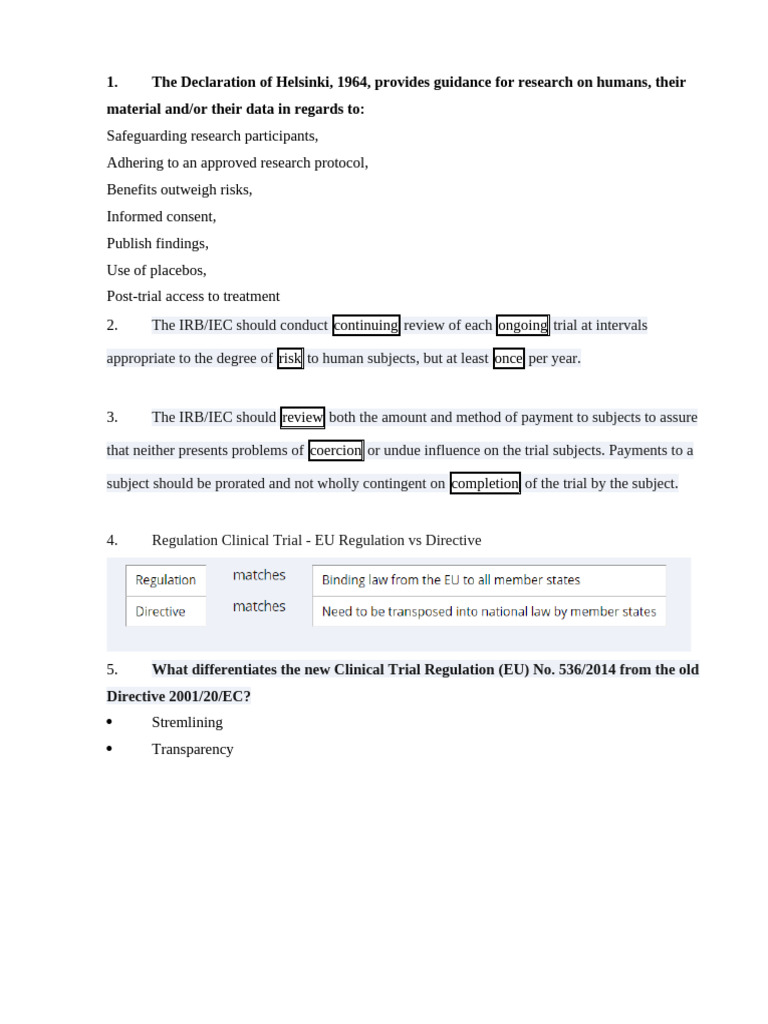 The Declaration of Helsinki, 1964, Provides Guidance For Research On Humans, Their Material And ...