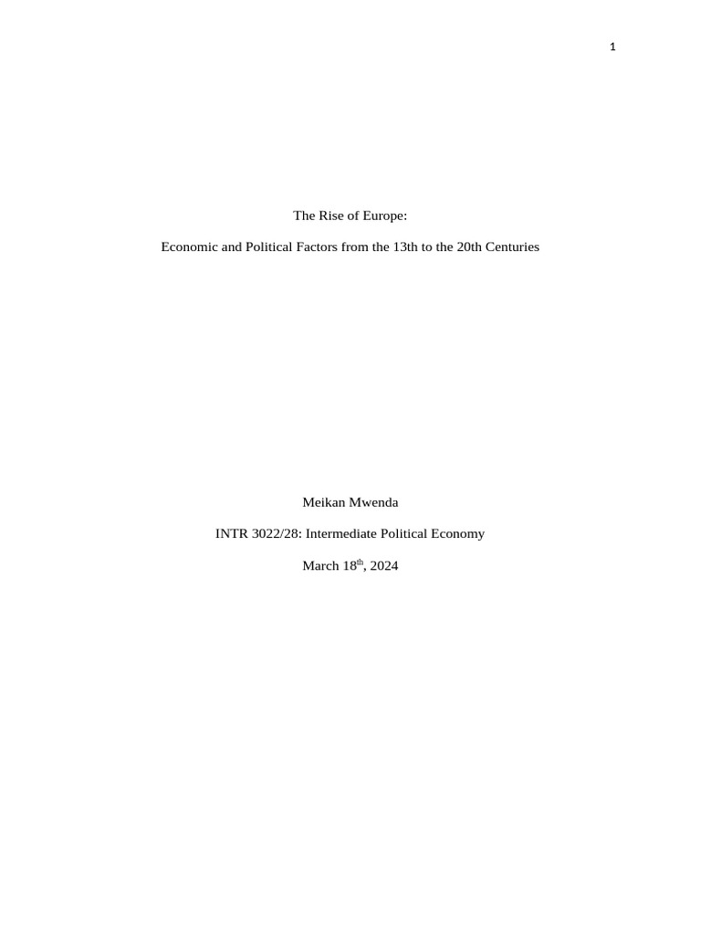 The Rise of Europe Essay | PDF | Trade | Colonialism