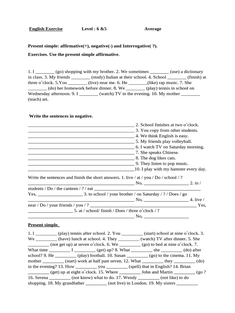 English Exercise Level | PDF