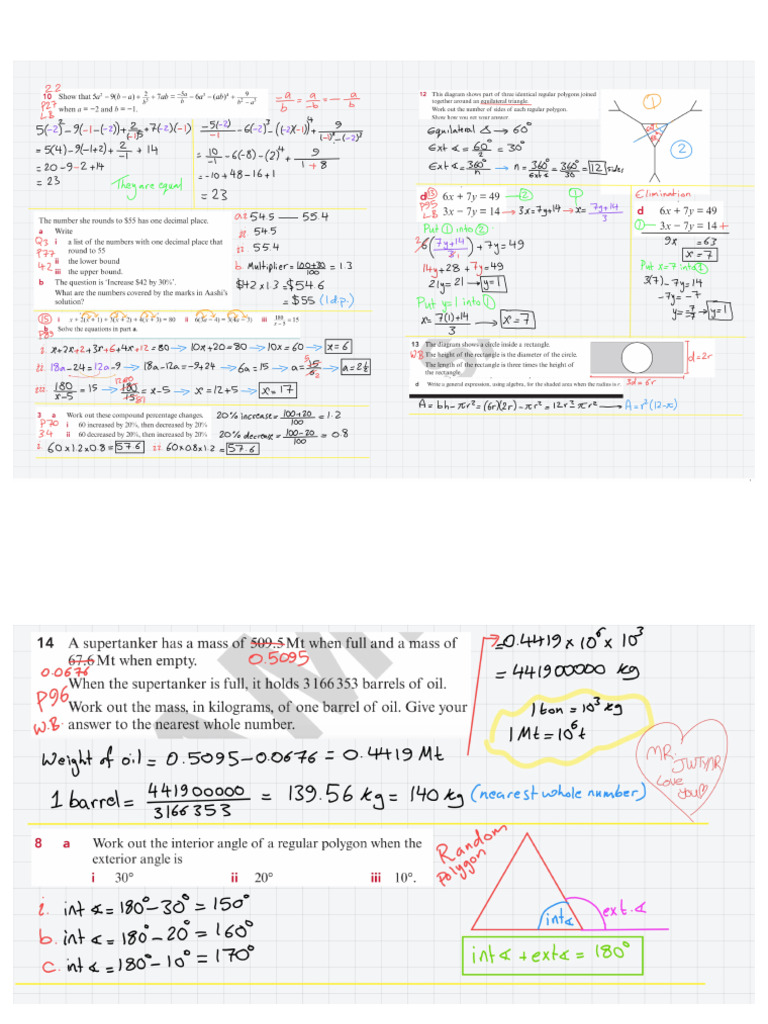 Term 1 Review (Combined) - Y9 - Math - 2024 | PDF
