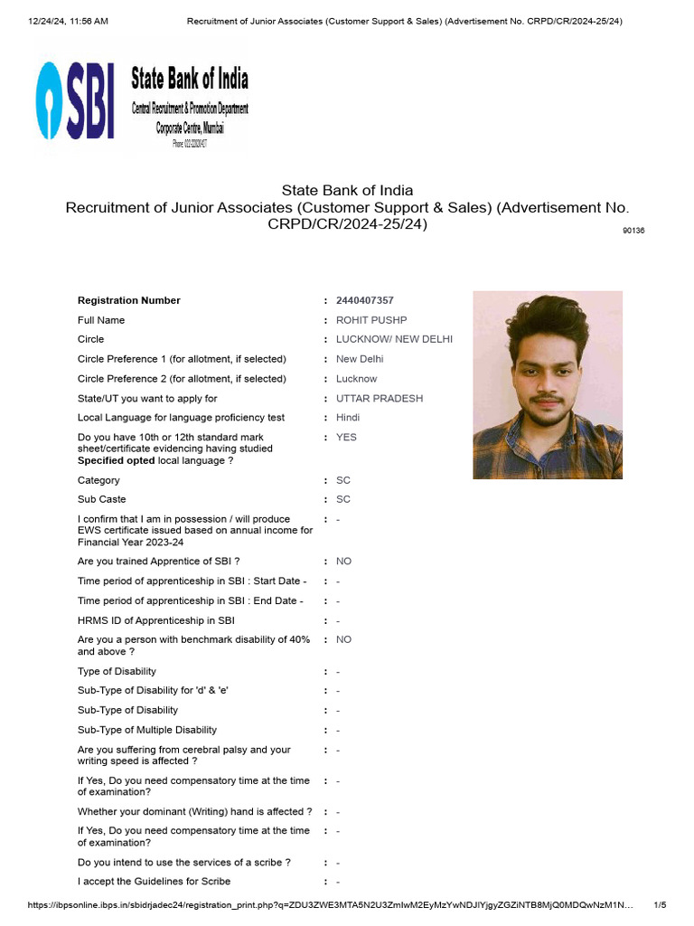 SBI Recruitment of Junior Associates (Customer Support & Sales ...