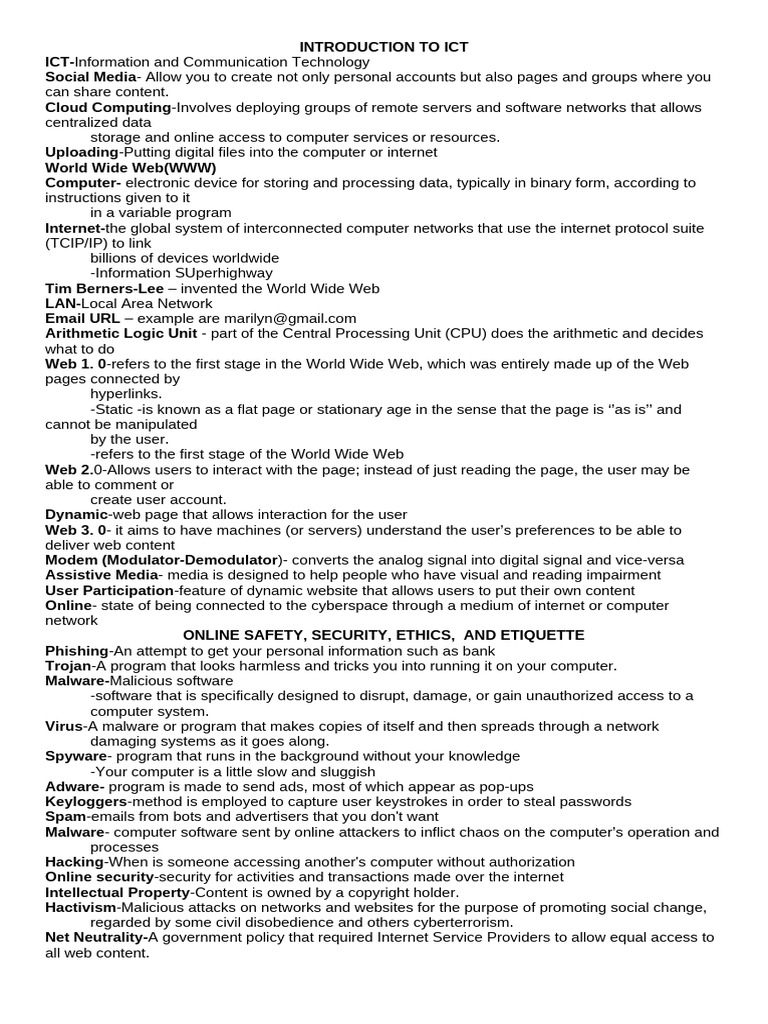 HAND-OUTS-FOR-E-TECH-MIDTERM | PDF | World Wide Web | Internet & Web