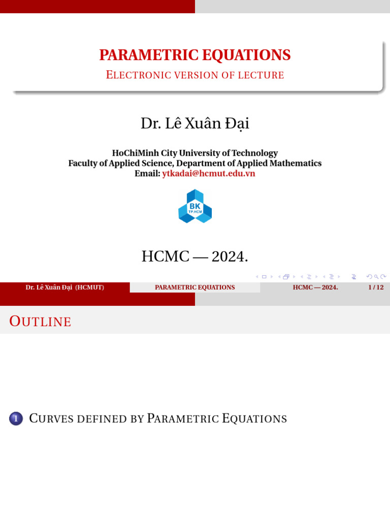 parametric_equations | PDF | Tangent | Equations