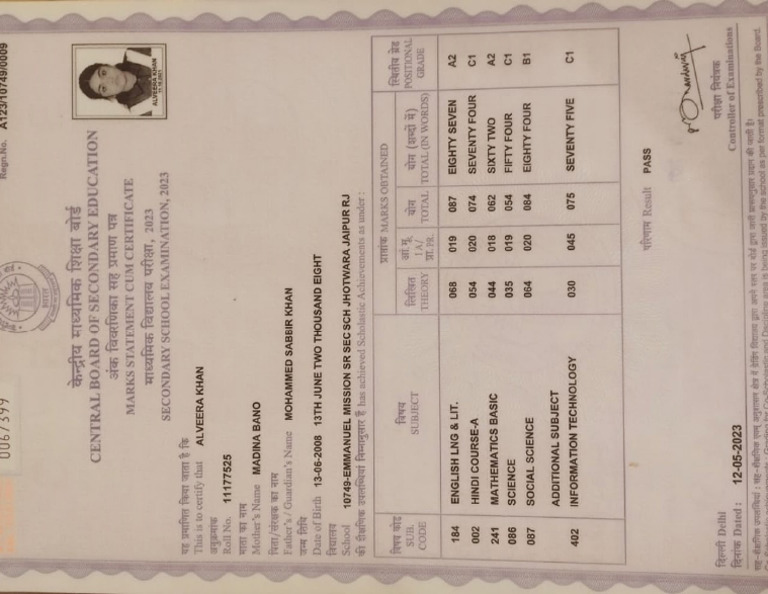 Class X Certificate | PDF