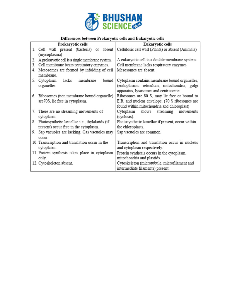 Prokaryotic vs Eukaryotic Cells Explained | PDF | Cell (Biology ...