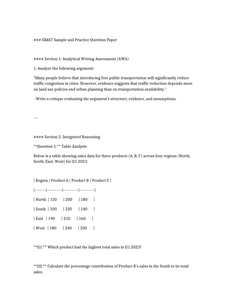 GMAT_Sample_Question_Paper | PDF | Graduate Management Admission Test ...