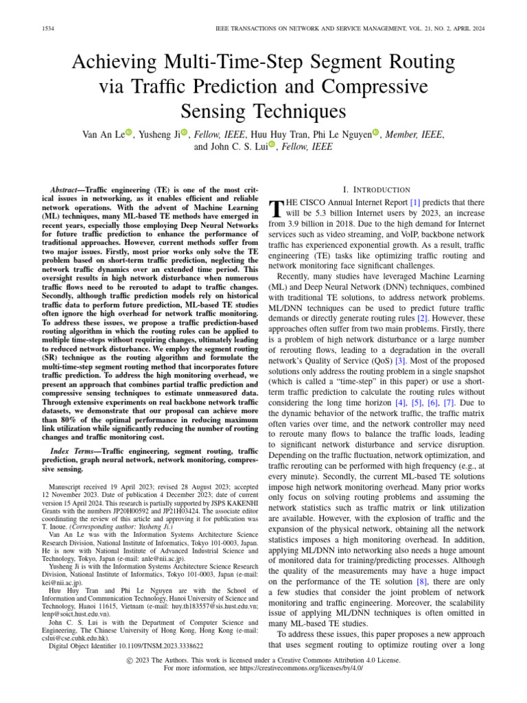 Achieving Multi-Time-Step Segment Routing Via Traffic Prediction and Compressive Sensing ...