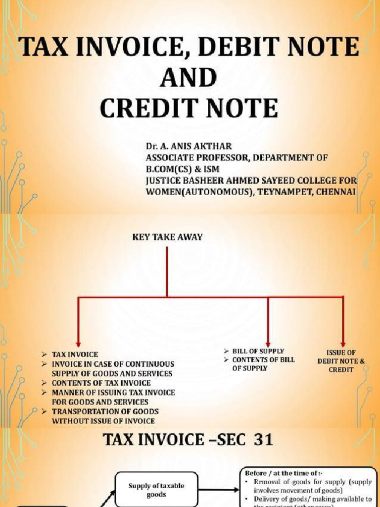 Tax Invoice Debit and Credit Note | PDF