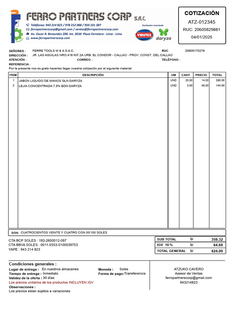 Atz-012345-Ferre Tools M & A Sa | PDF