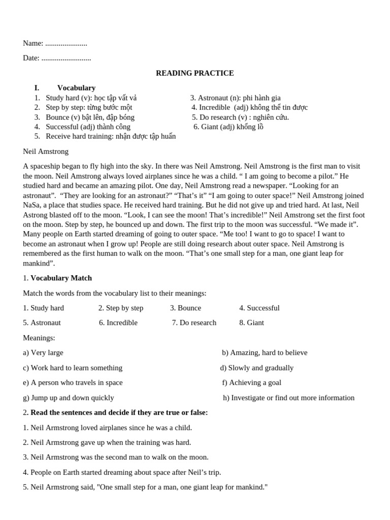 Neil Amstrong Biography For Kids | PDF | Neil Armstrong | Space Exploration