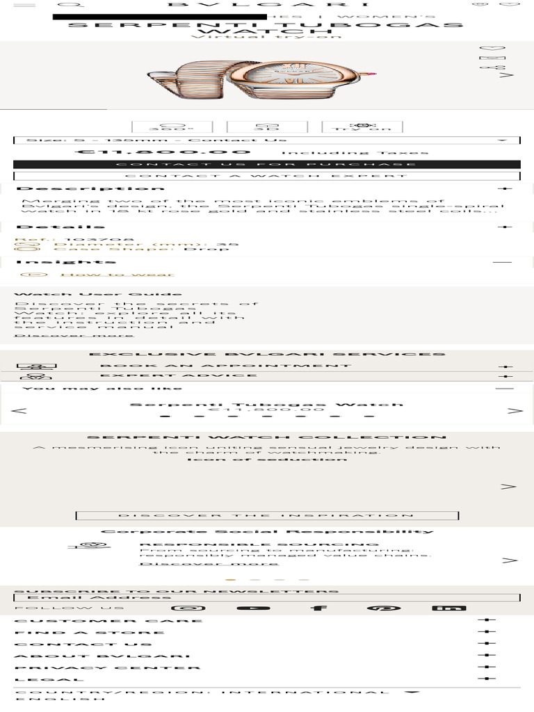 Serpenti Tubogas Watch 103708 Bulgari | PDF | Watch