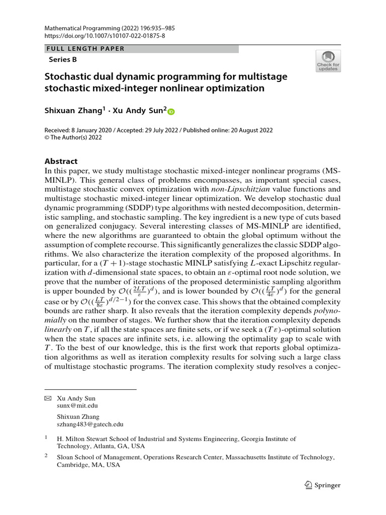 Stochastic Dual Dynamic Programming For Multistage Stochastic Mixed-Integer Nonlinear ...