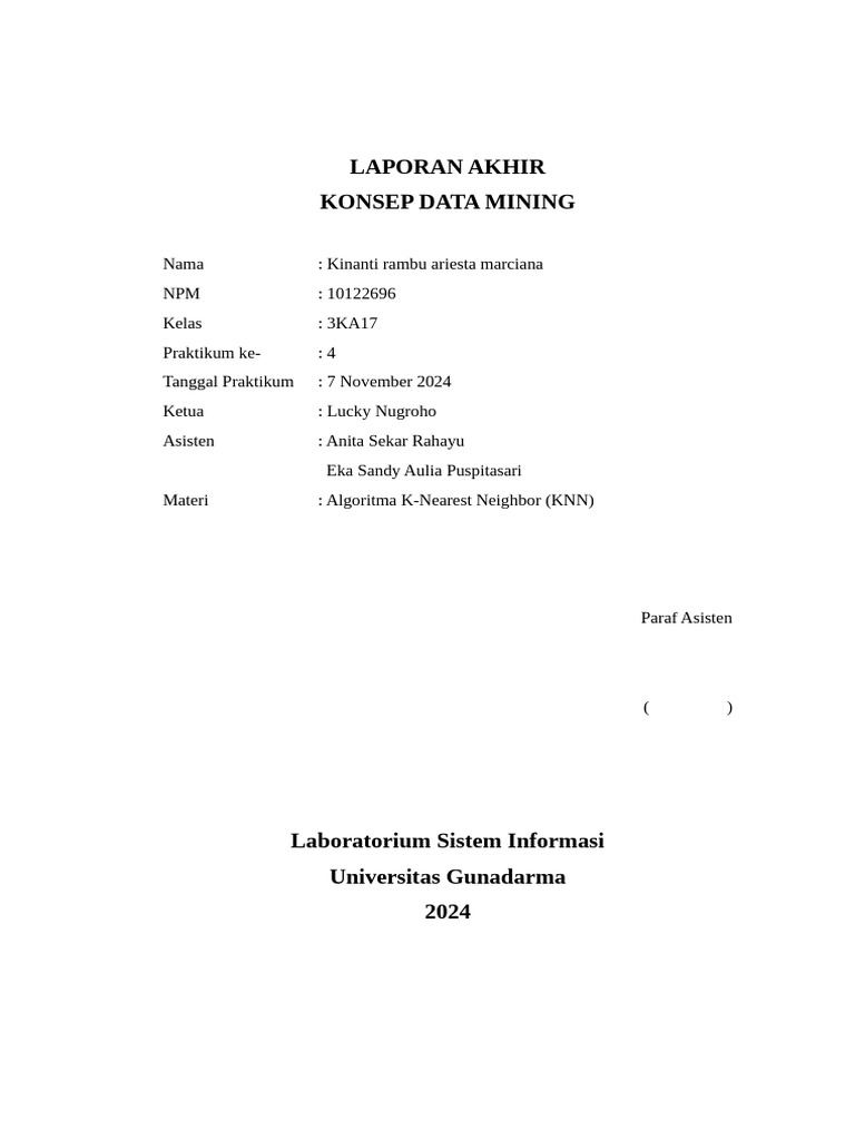 Laporan Akhir KDM Kinanti 4 Baru | PDF