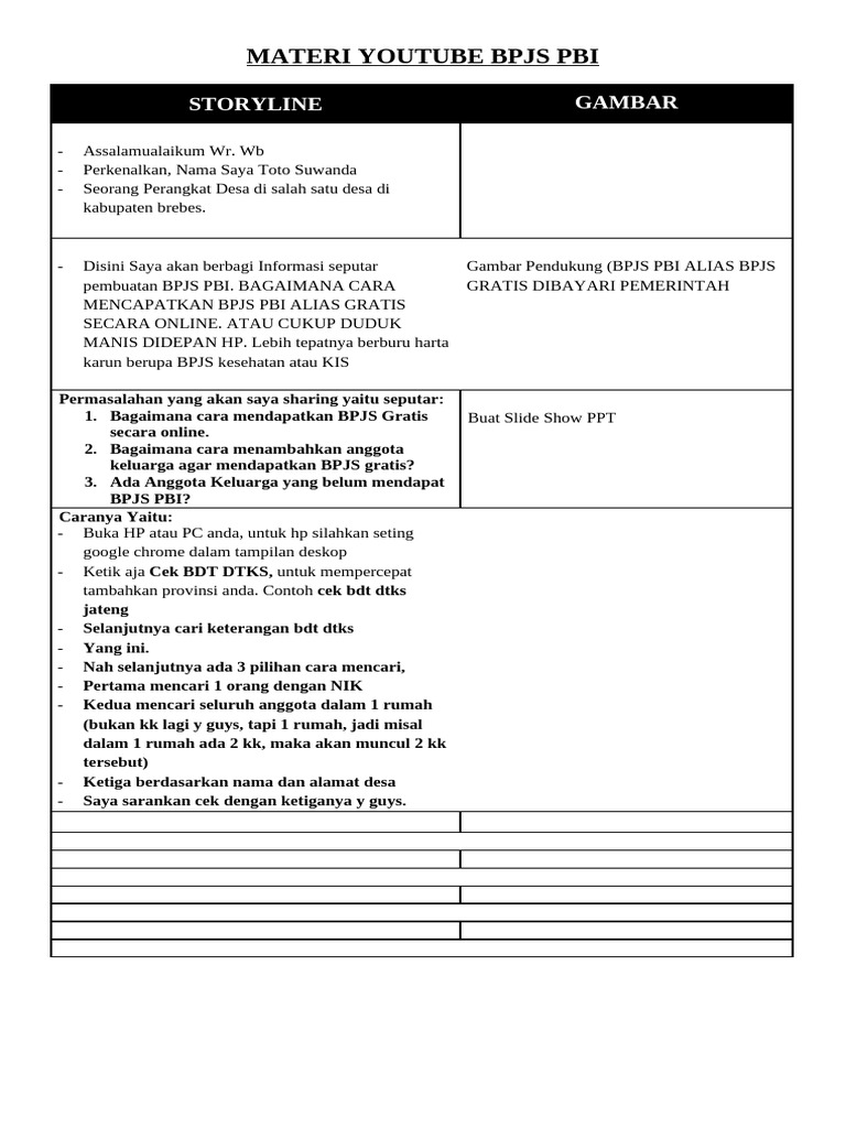 Storyline 1. Materi Youtube Seputar BPJS | PDF