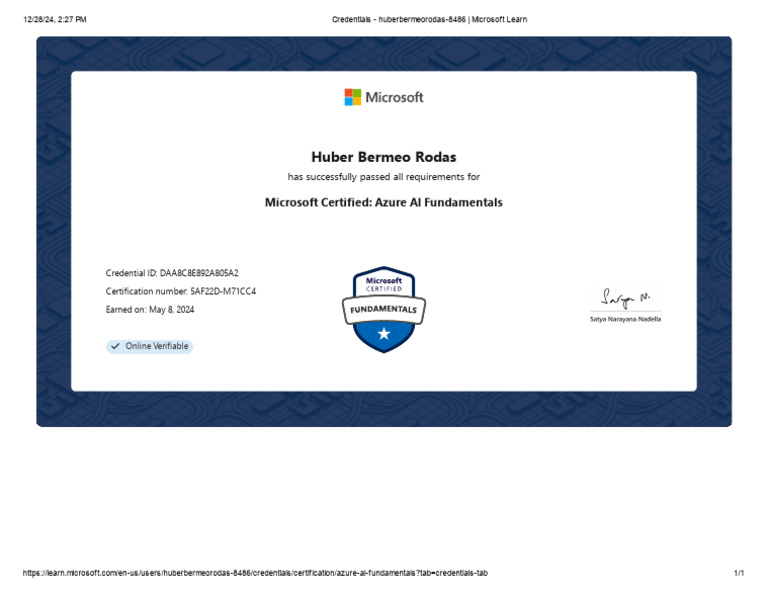 Credentials - Huberbermeorodas-8486 - Microsoft Learn | PDF