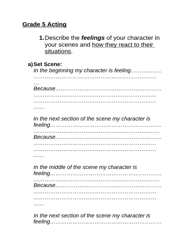 LAMDA Grade 5 Acting Knowledge Worksheet NEW SYLLABUS | PDF ...