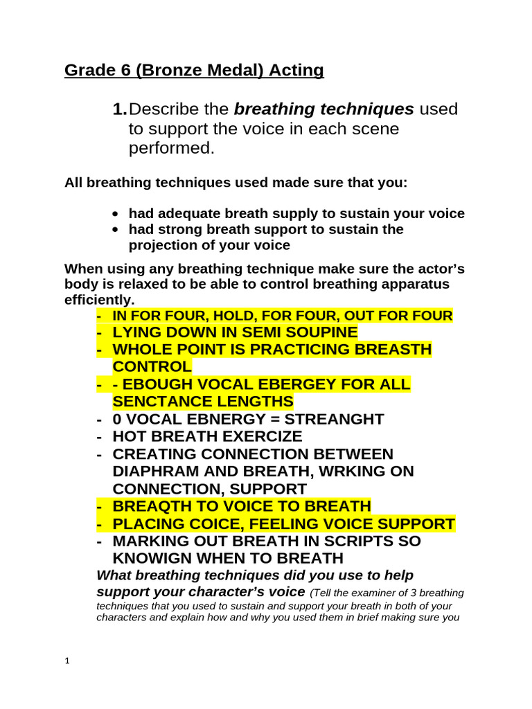 LAMDA Grade 6 UPDATED Acting Knowledge Worksheet 2019-2024 | PDF