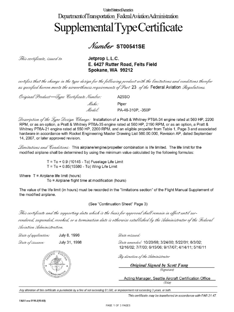 ST00541SE - Installation of A Pratt & Whitney PT6A-34, PT6A-35, PT6A-21 ...