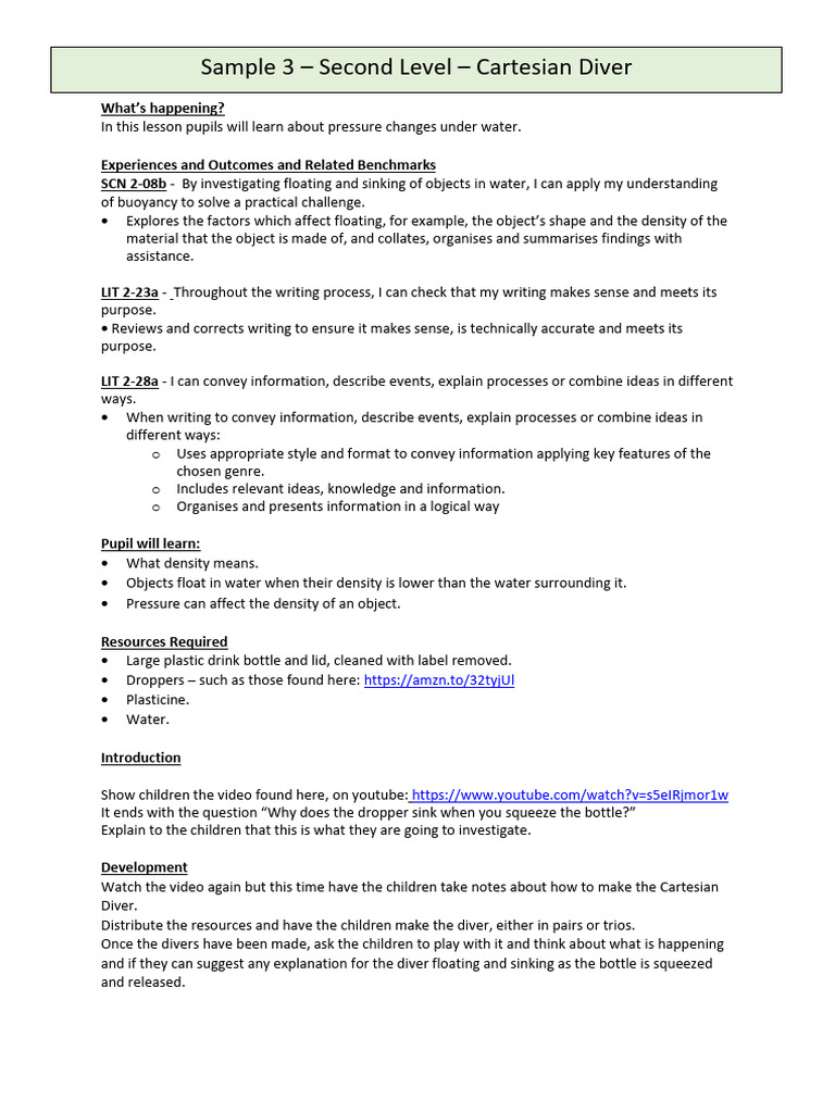 Stem Curriculum Pdf Buoyancy Cognition