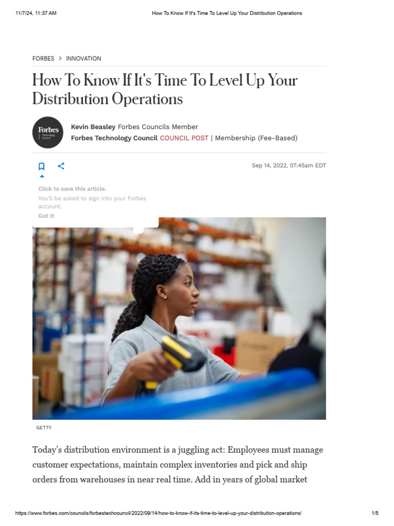 How To Know If It's Time To Level Up Your Distribution Operations | PDF ...