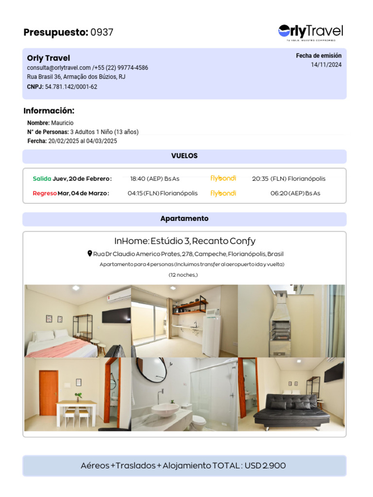 Presupuesto 0937 FLORIANOPOLIS-Bs As (1) | PDF