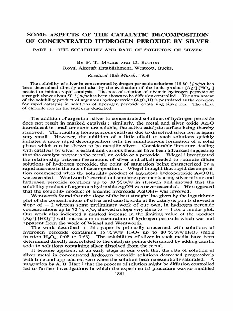 Some Aspects of The Catalytic Decomposition of Concentrated Hydrogen ...