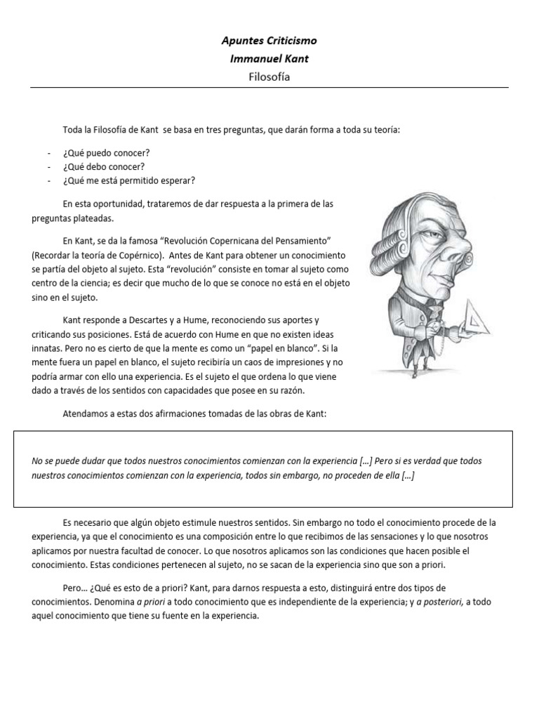 Apuntes Cristicismo | PDF | A priori y a posteriori | Immanuel Kant