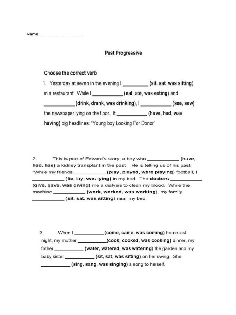 Past Progressive | PDF