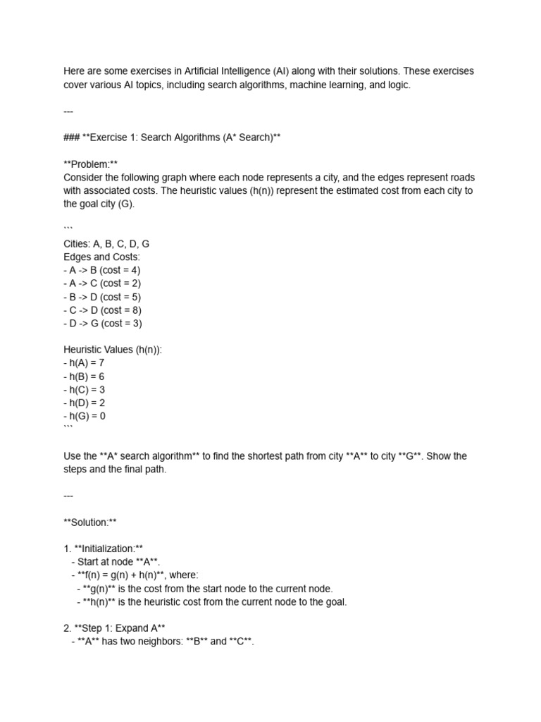 Exercises in Artificial Intelligence | PDF | Algorithms And Data Structures | Algorithms