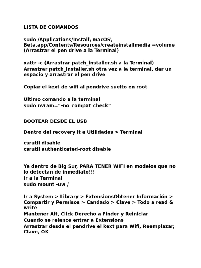 Comandos e Instrucciones | PDF