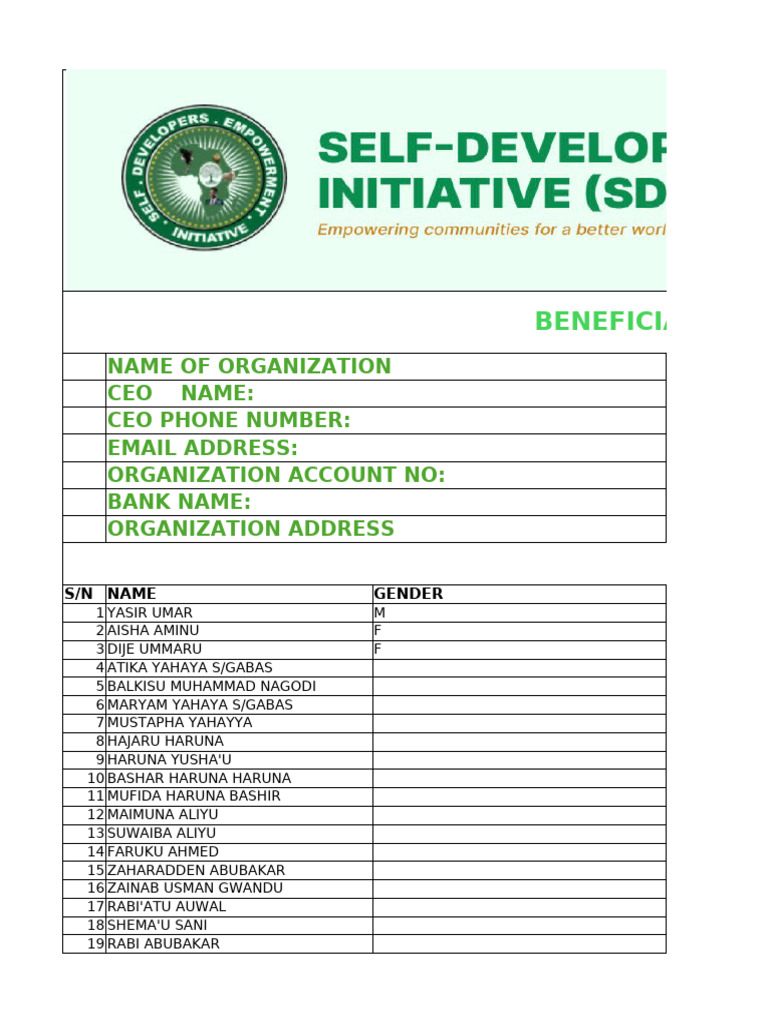 Sdei Beneficiaries Bundle Template - 122356 | PDF | Nigeria | Life Of ...