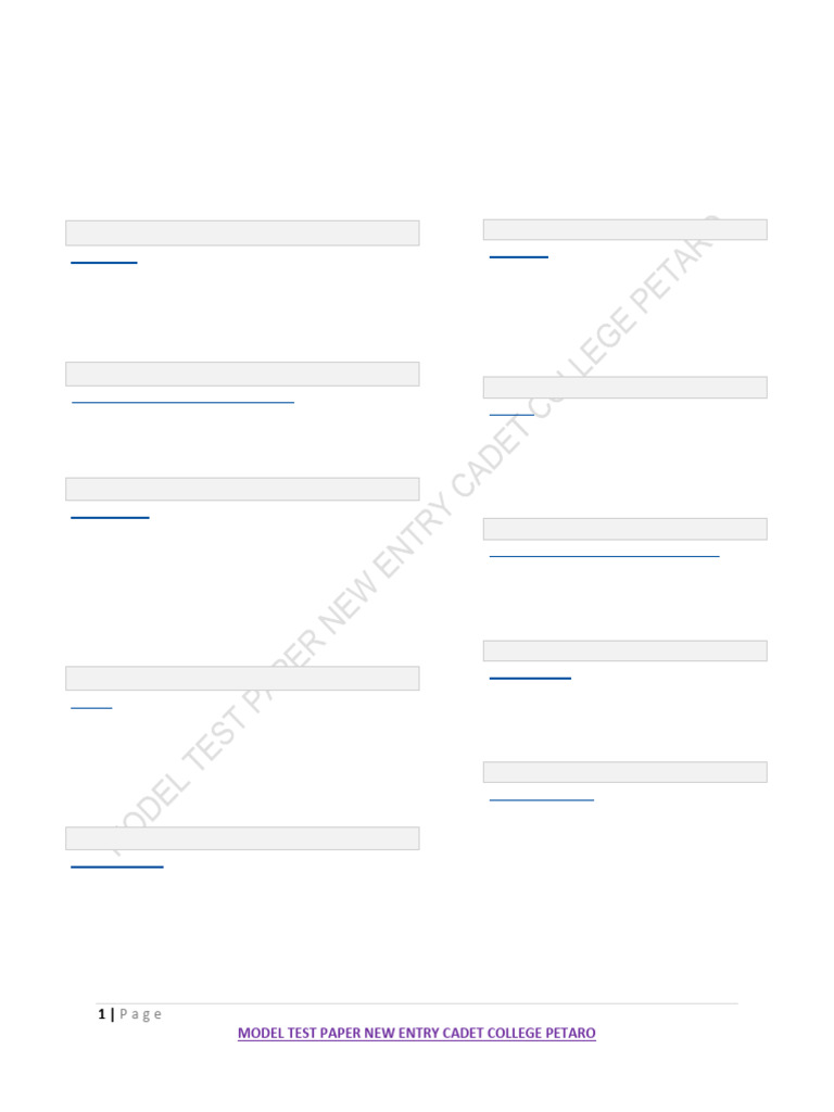 Mathematics Model Test Paper O-I | PDF | Mathematics | Integer