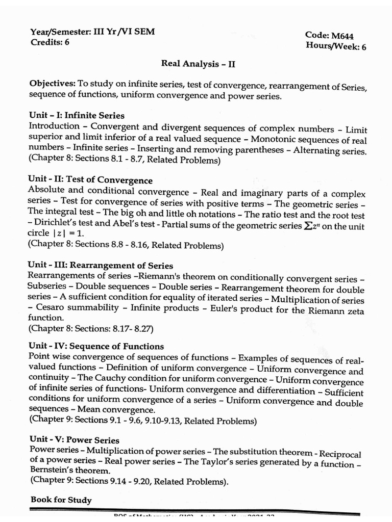 M644-Real Analysis II | PDF