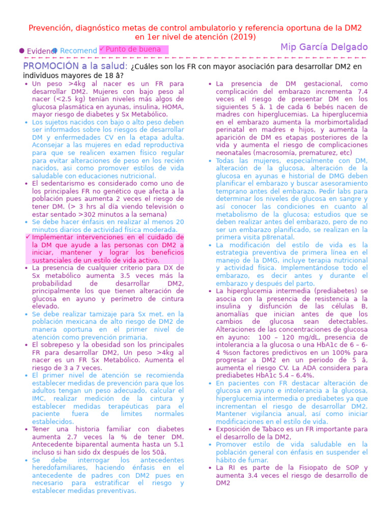 DM en Primer Nivel de Atencion | PDF | Diabetes | Terapia