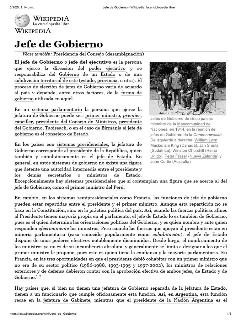 Definición de Jefe de Gobierno | PDF | Instituciones gubernamentales ...