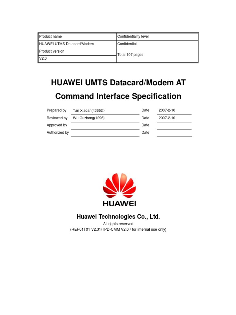 HUAWEI UMTS Datacard Modem at Command Interface Specification - V2 ...