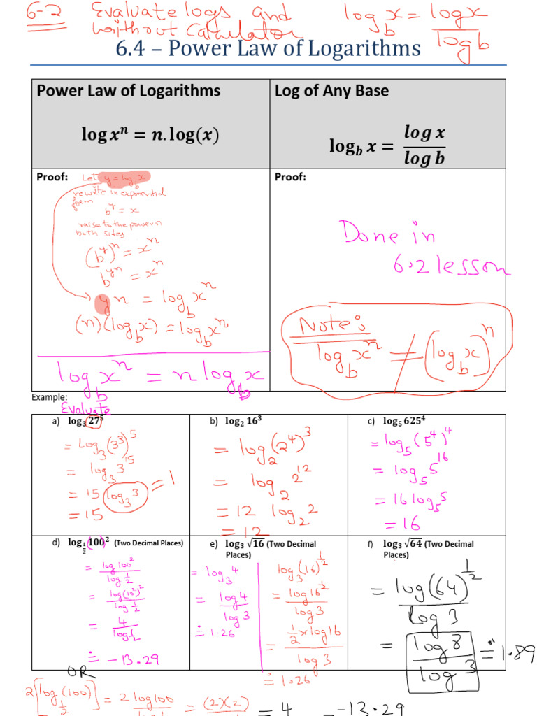 6.4 Lesson Section 22 | PDF | Logarithm | Special Functions