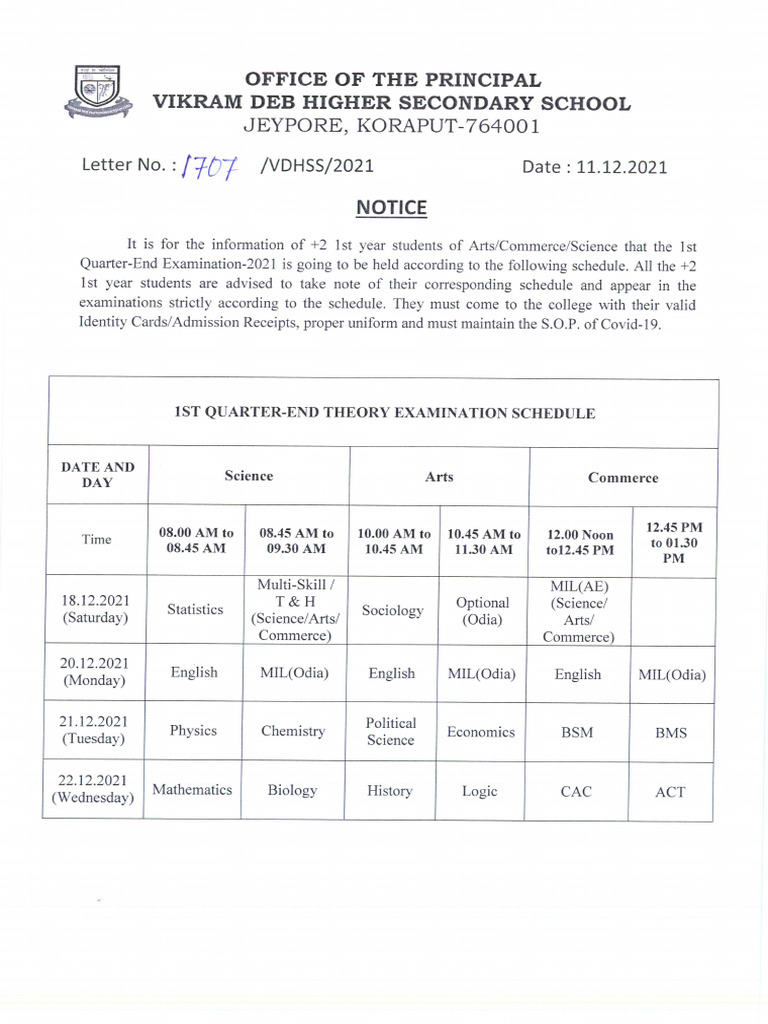 +2 1st Year (1st Quater) Arts Programme & Syllabus | PDF