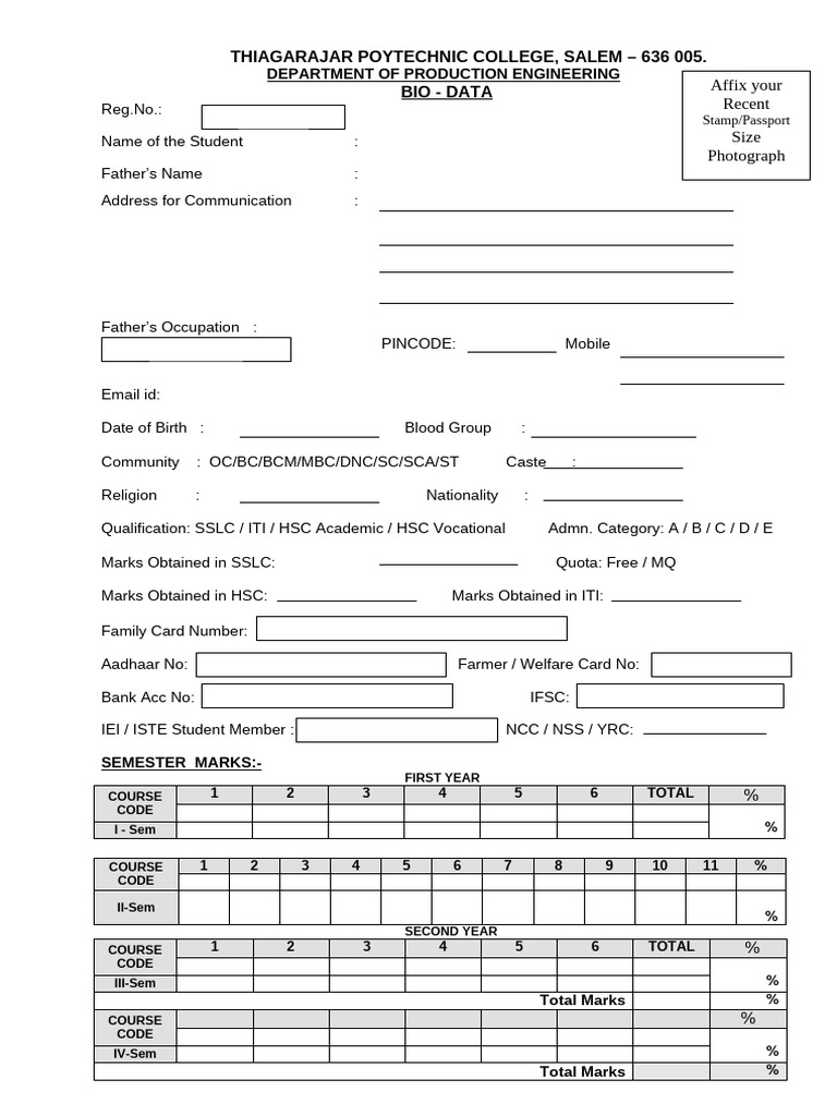 Biodata format | PDF | Government And Personhood | Authentication