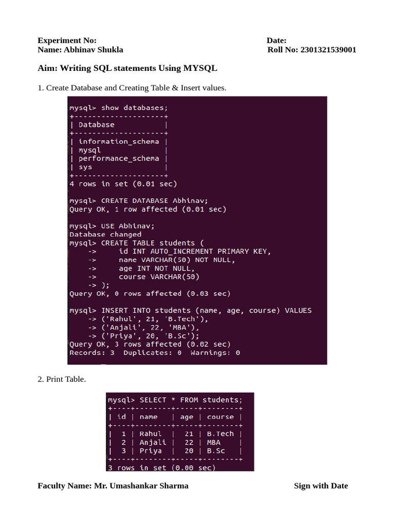 SQL Statements and Normalization Guide | PDF