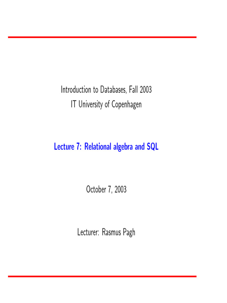 Algebra | PDF | Relational Model | Relational Database