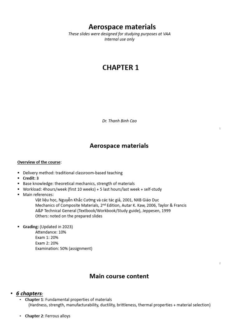 1_Lecture_Aerospace_materials_Chapter_1 | PDF | Hardness | Deformation (Engineering)