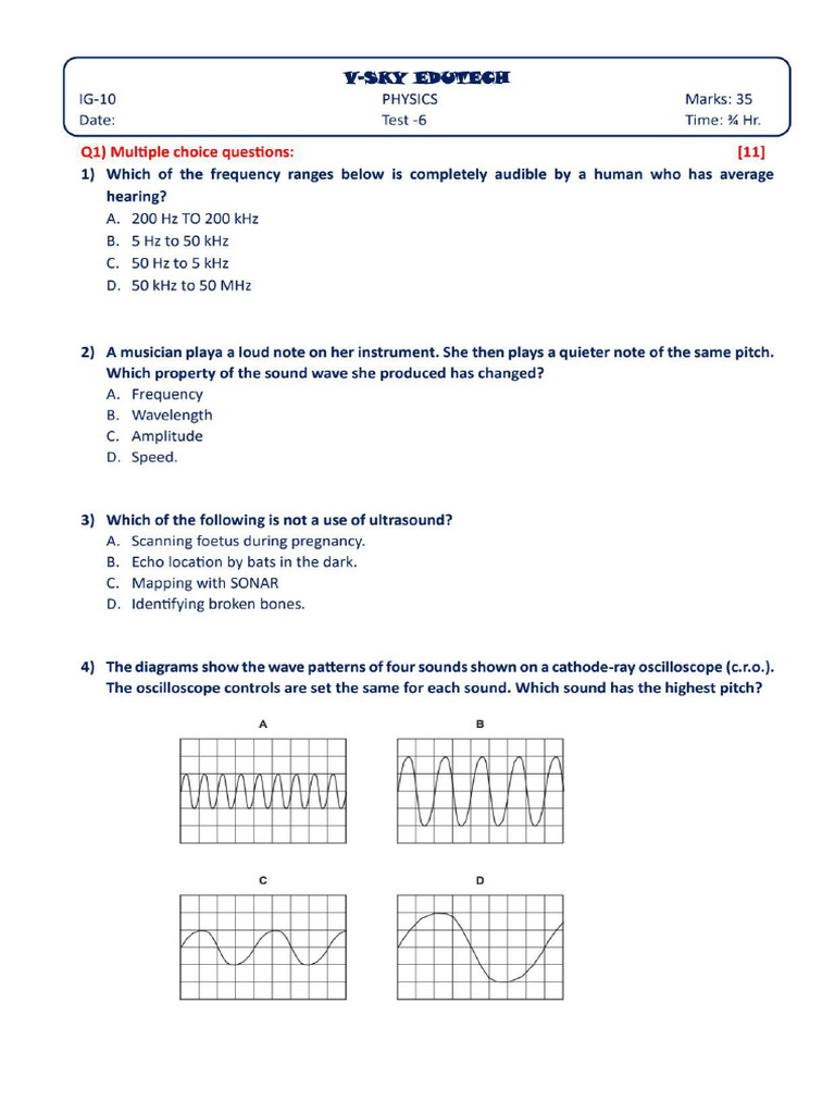 IG 9 Physics Test 6 | PDF