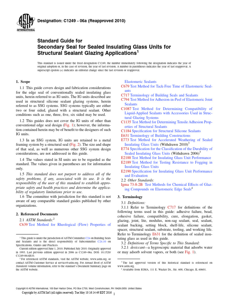 ASTM C1249-06a-2010 | PDF | Glasses | Applied And Interdisciplinary Physics