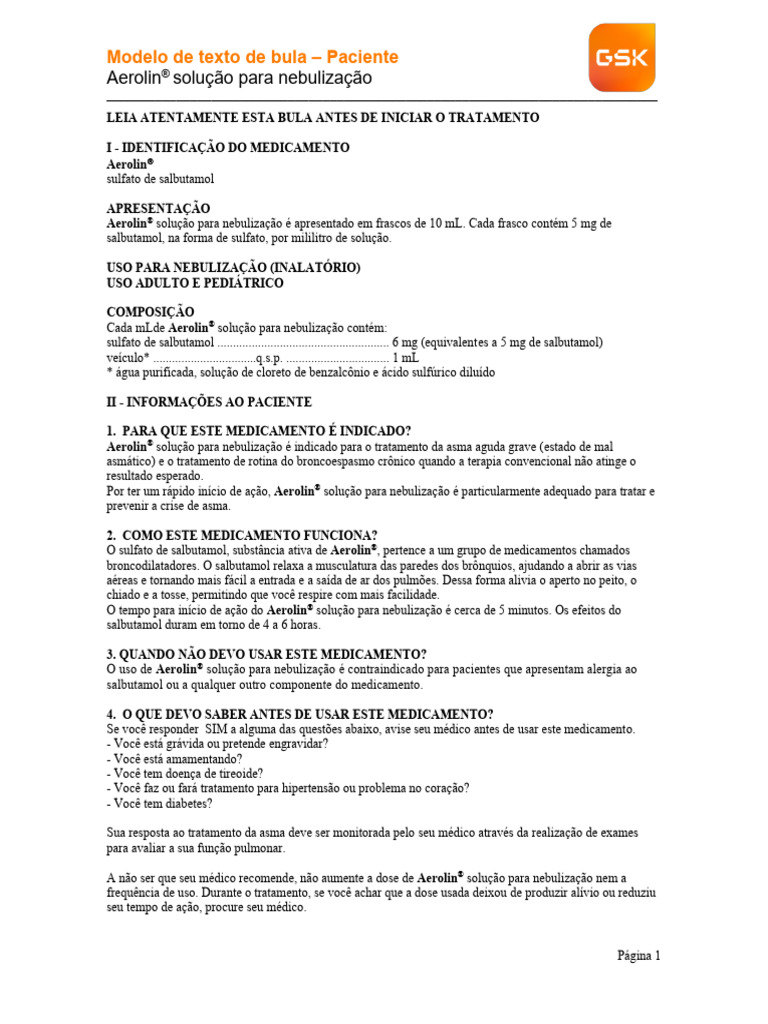 Aerolin Solução para Nebulização | PDF | Asma | Gravidez